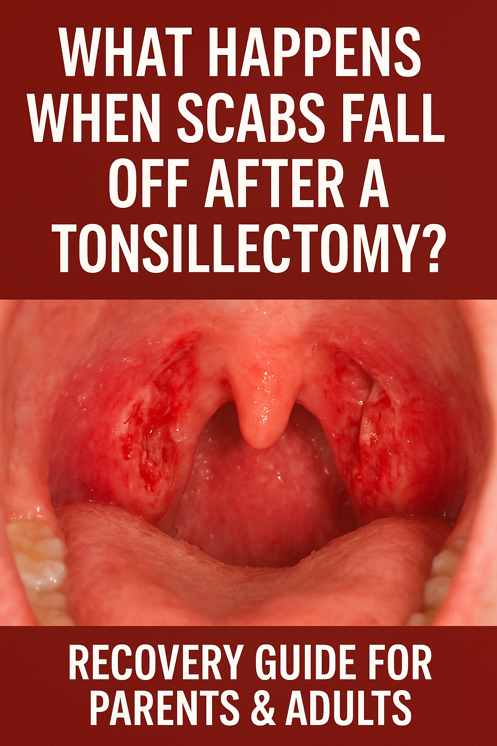 What happens when scabs fall off after tonsillectomy?