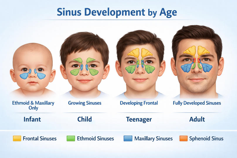 at what age do sinuses develop